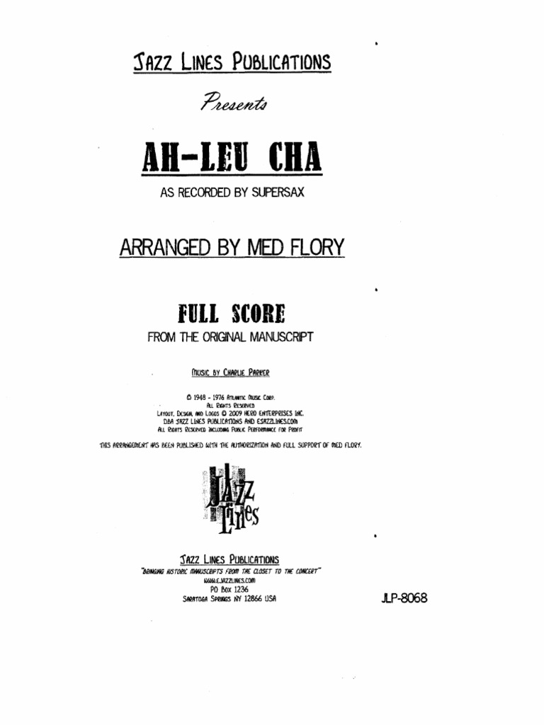 Supersax - Ah-Leu Cha (FS+P) (Arr Med Flory) | PDF