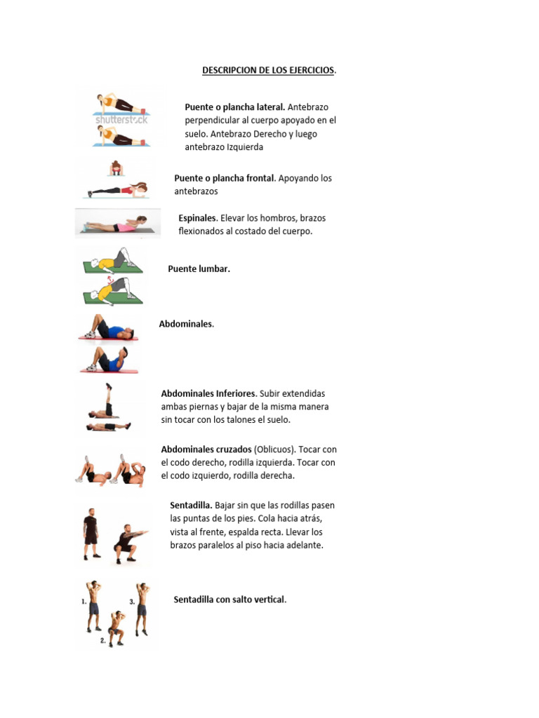 Descripcion de Ejercicios, Juego, Guia Grilla. | PDF | Codo