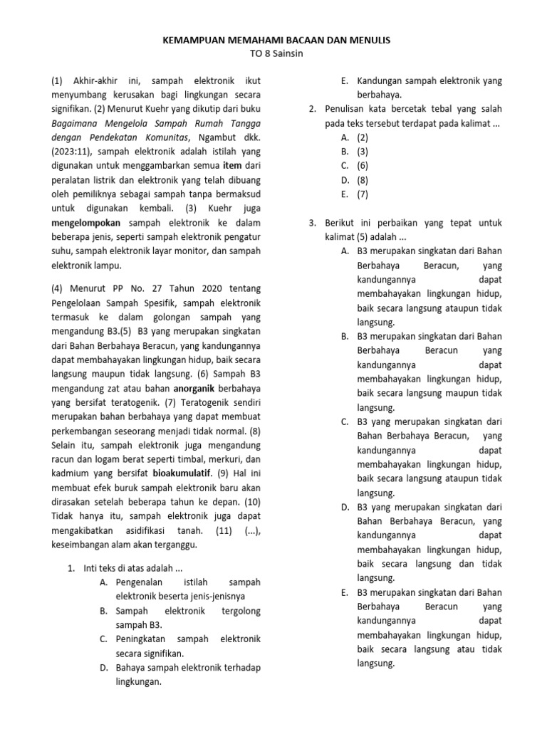 Kemampuan Memahami Bacaan Dan Menulis | PDF