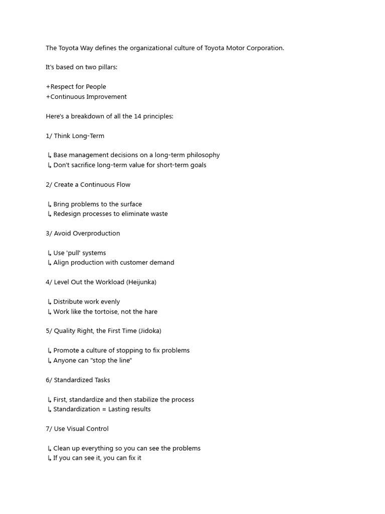 The Toyota Way: 14 Principles Explained | PDF