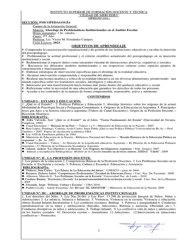 Abordaje - 3° Psico. 2023 | PDF | Evaluación | Maestros