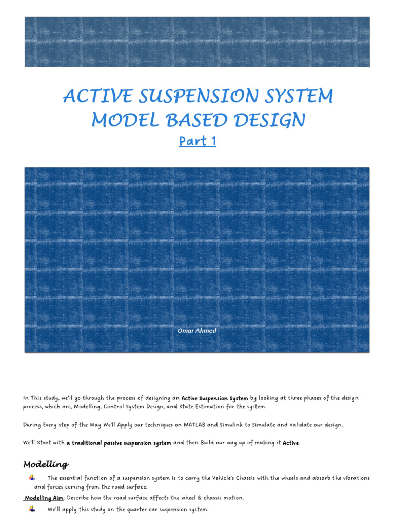 Active Suspension System Model Based Design - Part 1 | PDF | Mechanics ...