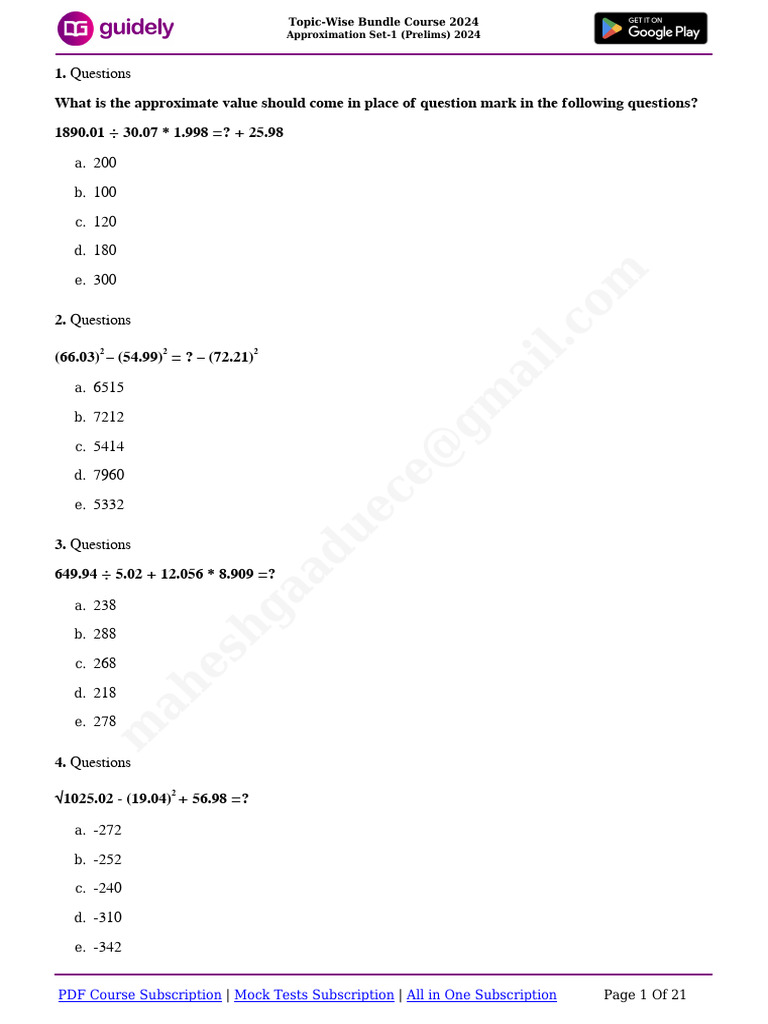 Approximation Set-1 (Prelims) 2024 | PDF | Teaching Methods & Materials