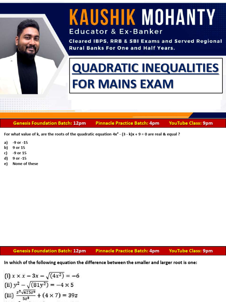 Mains level quadratic | PDF | Mathematics | Mathematical Objects