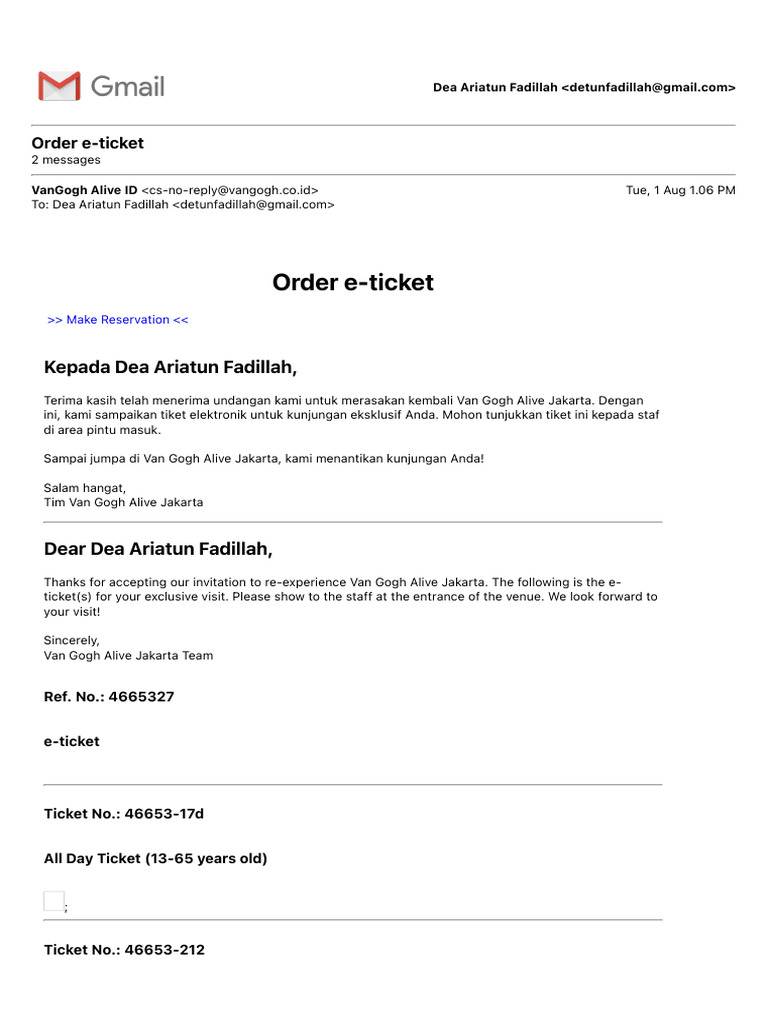 Order e Ticket | PDF