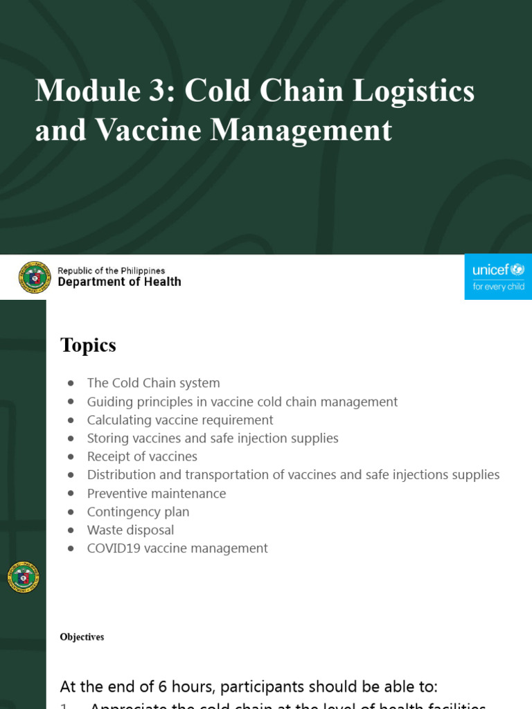 Module 3 - Cold Chain Logistics and Vaccine Management | PDF | Vaccines ...