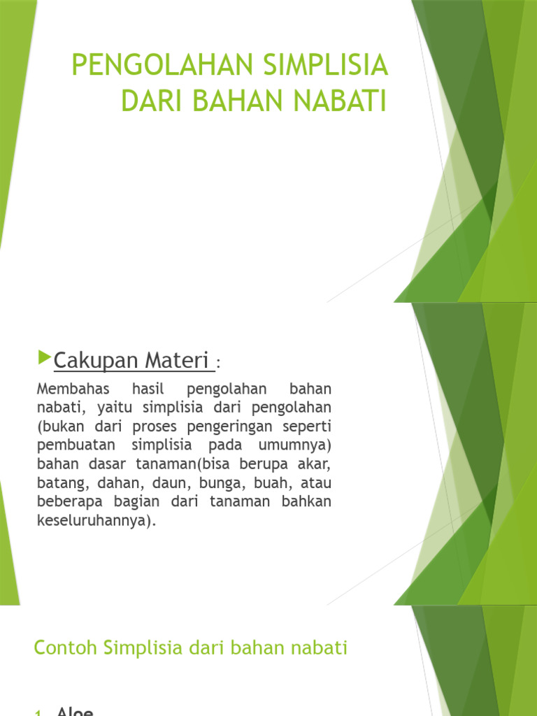Pengolahan Simplisia Dari Bahan Nabati | PDF | Griya & Taman | Sains ...