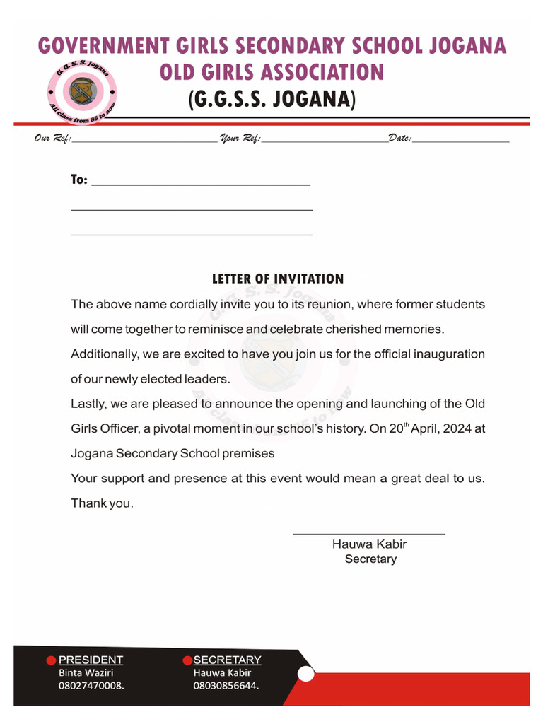 LETTER H. G.G.S.S. letter of Invitation | PDF