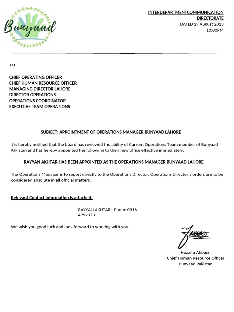 Interdepartmental Letter Mahlika Javad | PDF