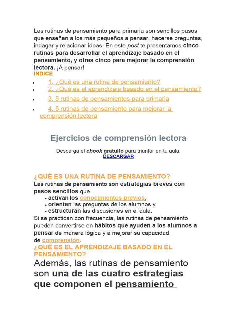 Rutina-de-Pensamiento | PDF | Pensamiento | Comprensión lectora