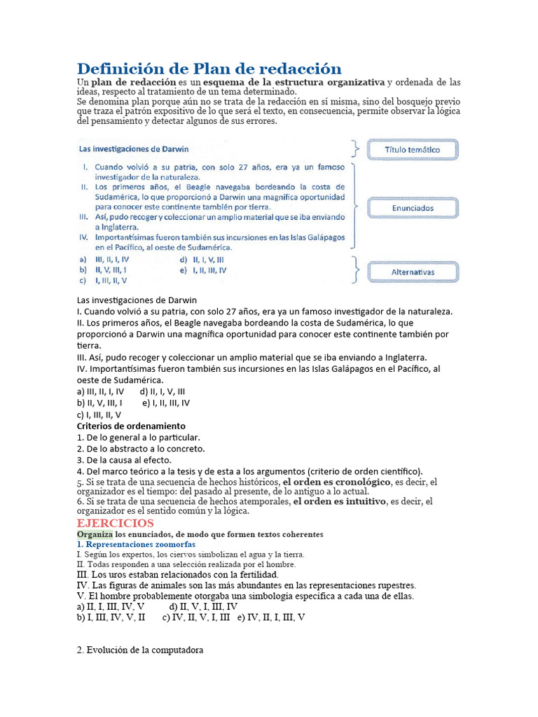 Definición de Plan de Redacción | PDF | Romeo y Julieta | Charles Darwin