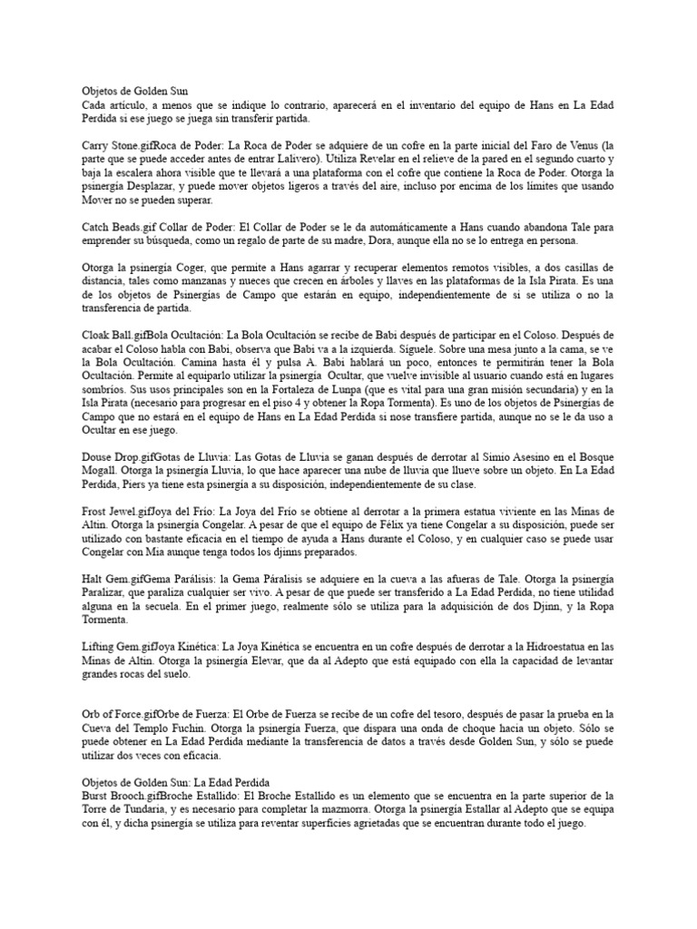 Golden Sun Item | PDF