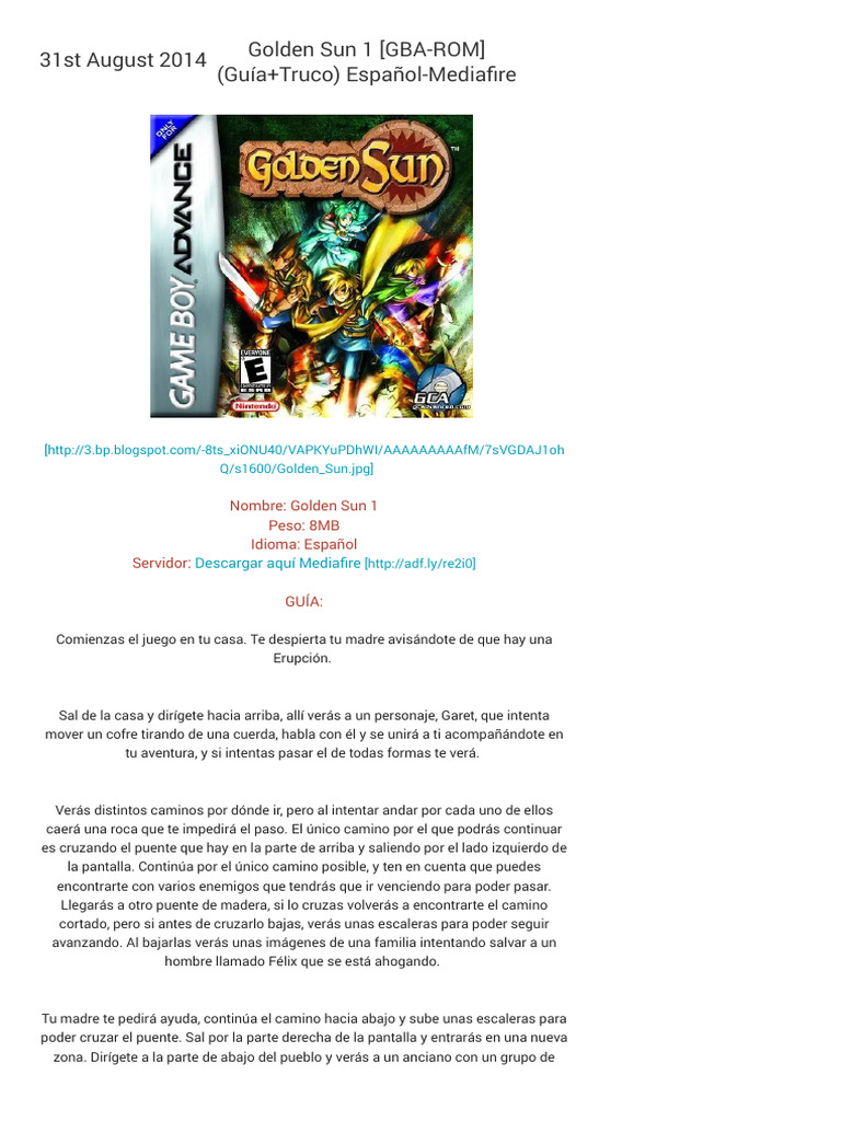 Guía y trucos de Golden Sun 1 en español | PDF