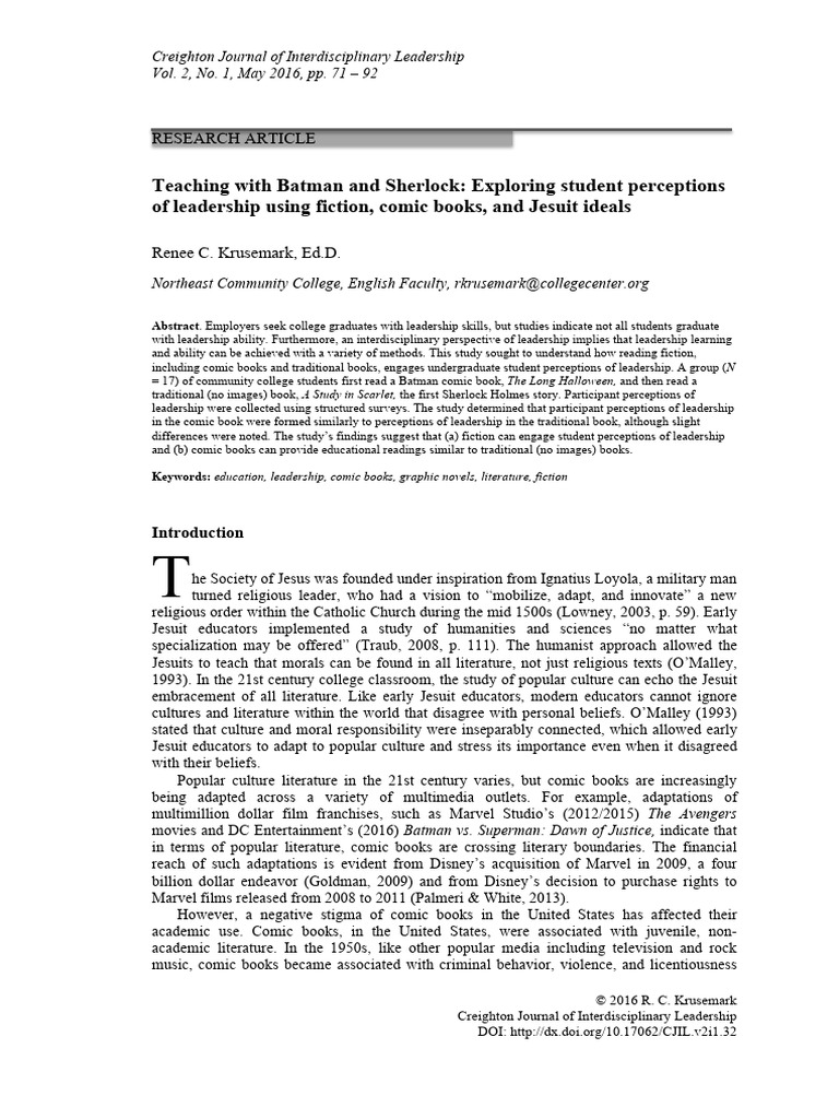 Teaching With Batman and Sherlock | PDF | Leadership | Experience