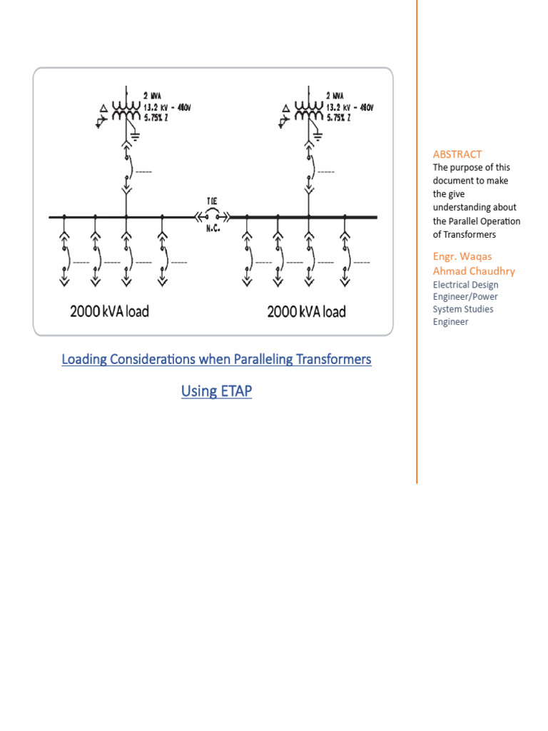 Parallel Operation of Transformers Using ETAP | PDF | Transformer | Electrical Impedance