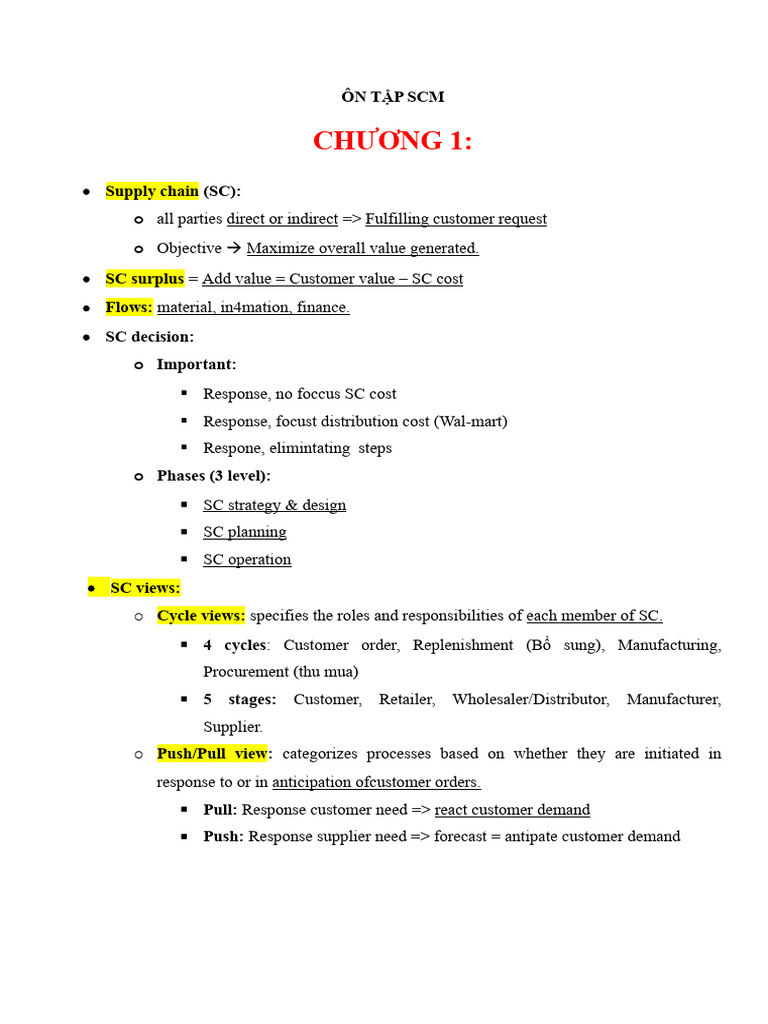 Lý thuyết SCM | PDF | Forecasting | Supply Chain Management