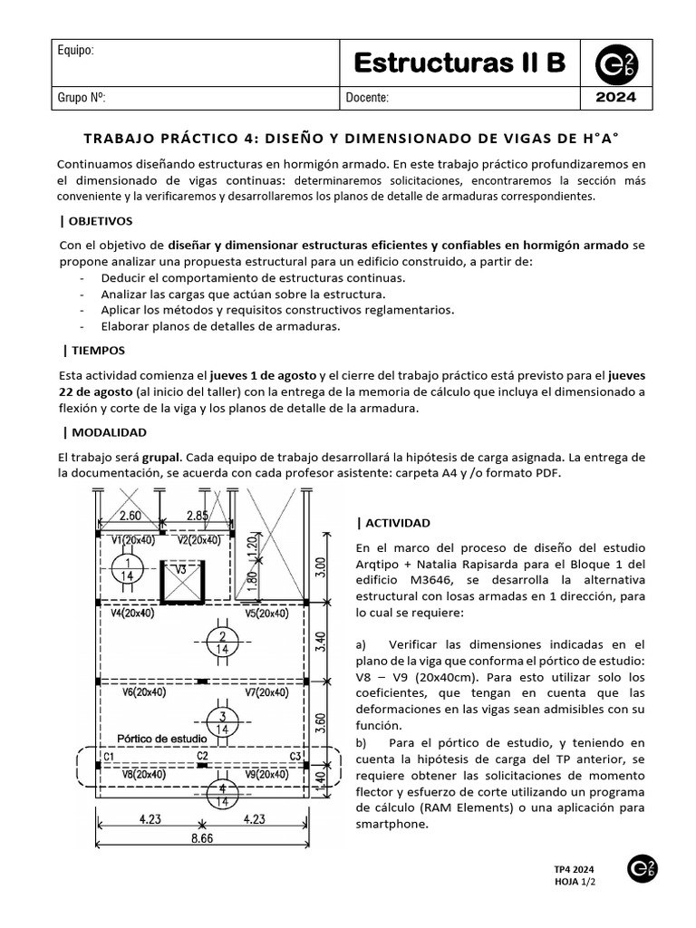 Enunciado TP4-2024 | PDF | Viga (Estructura) | Concreto reforzado
