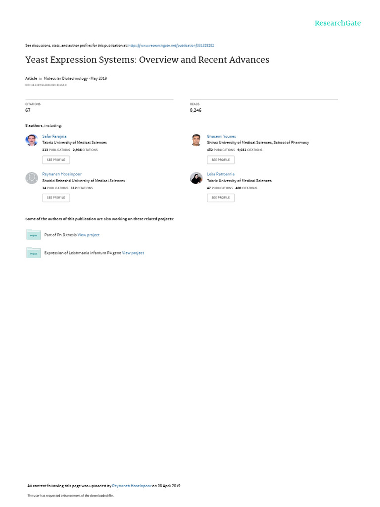 Yeast Expression Systems Overview | PDF | Vector (Molecular Biology ...