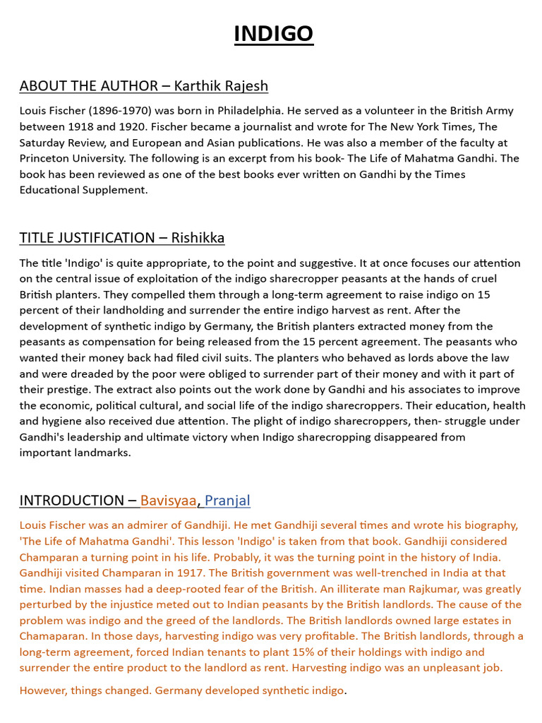 indigo | PDF | Mahatma Gandhi