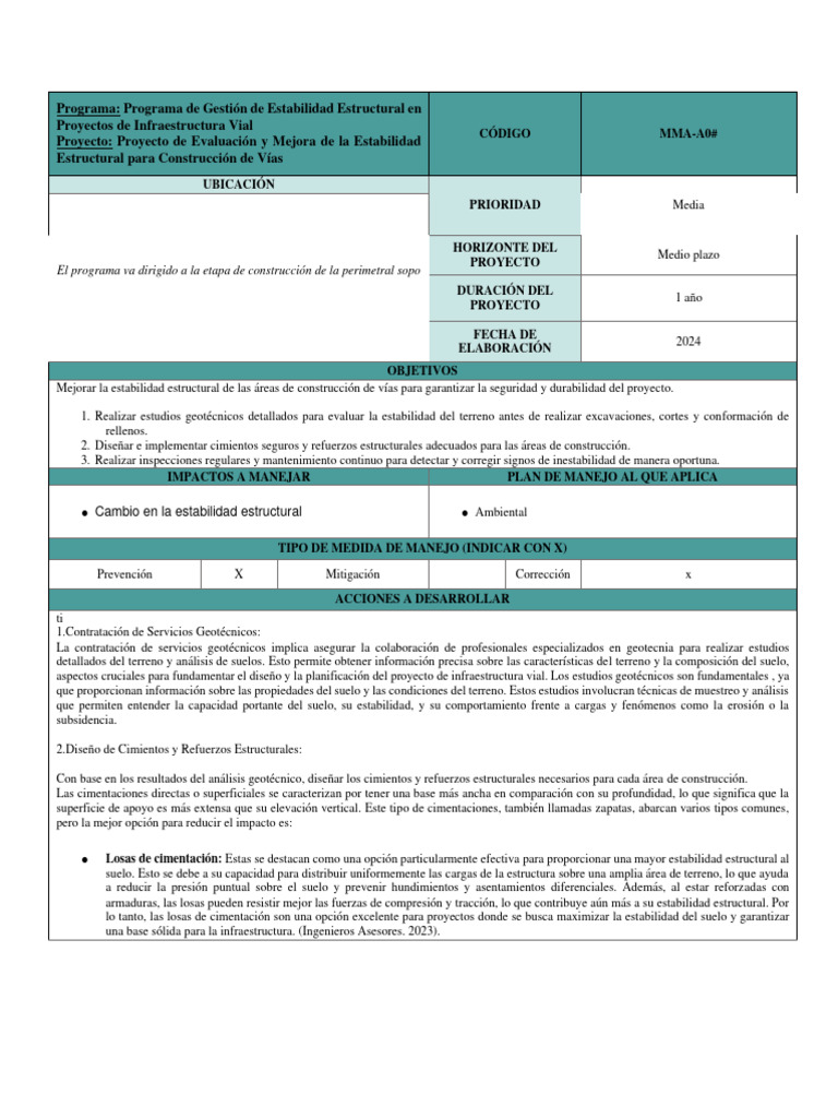 Mejora de Estabilidad Estructural Vial | PDF | Fundación profunda ...