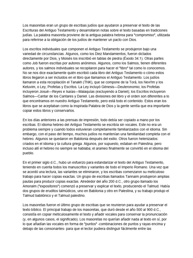 Masoretas | PDF | Biblia | Viejo Testamento