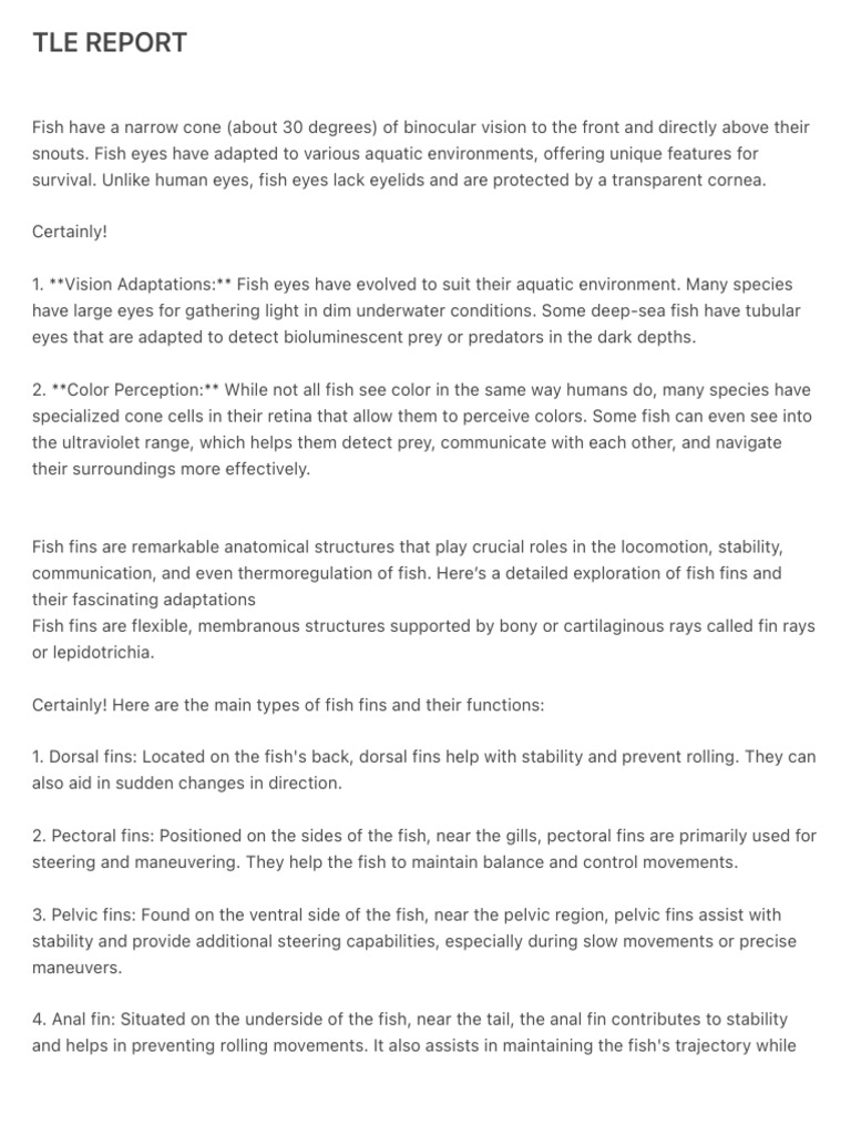 Tle Report | PDF | Fin | Eye