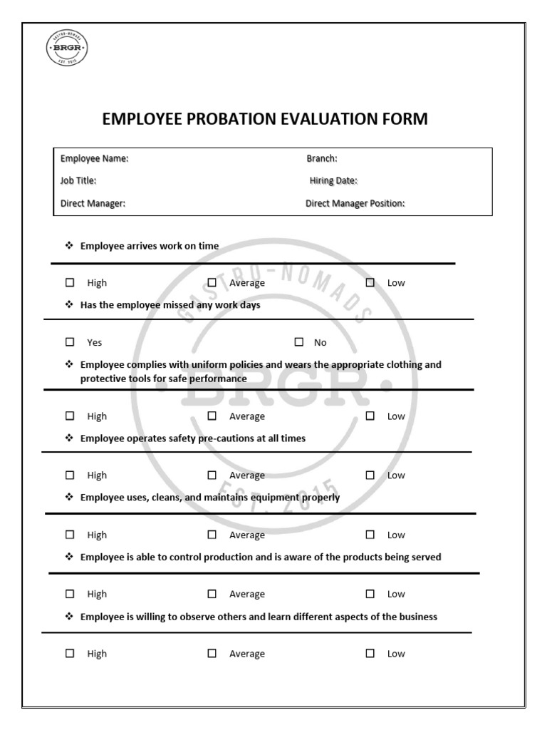 Employee Probation Evaluation Form | PDF