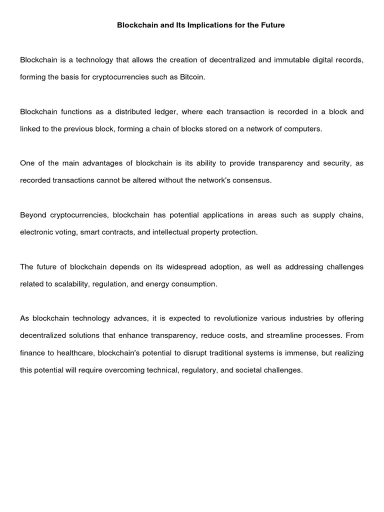 Blockchain Future 6 Pages | PDF | Finance & Money Management | Computers