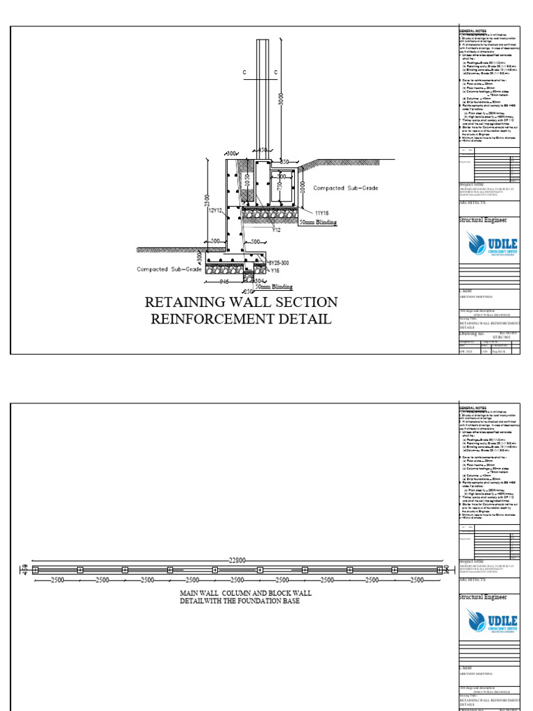 MR Greyson Mapunda Retaining Wall Reinforcement Details | PDF ...