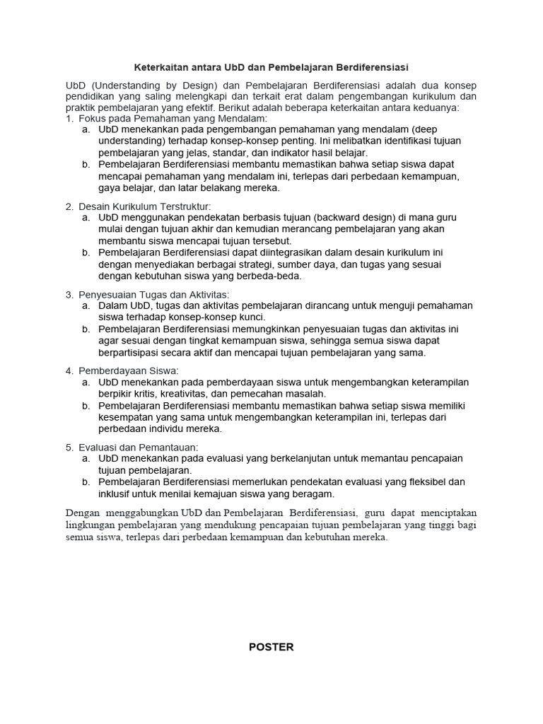 UbD Dan Pembelajaran Berdiferensiasi | PDF | Karier & Perkembangan