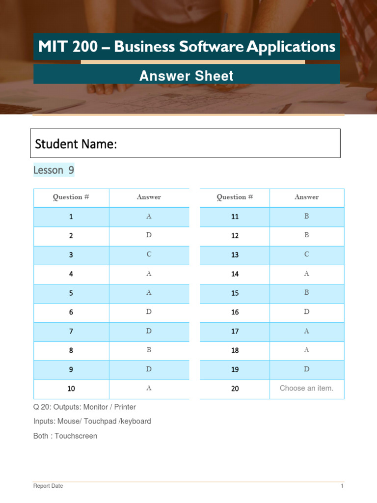 MIT 200 - Assignment 9 - Answer Sheet | PDF
