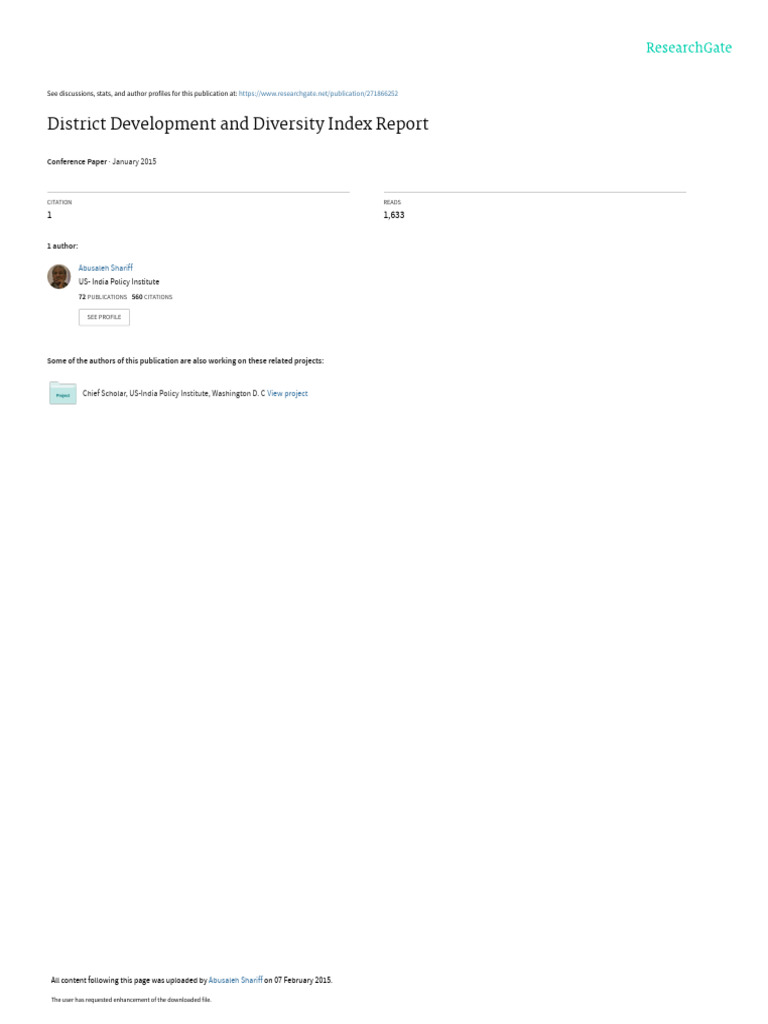 District Devp and Diversity Index | PDF | Standard Deviation | Human ...