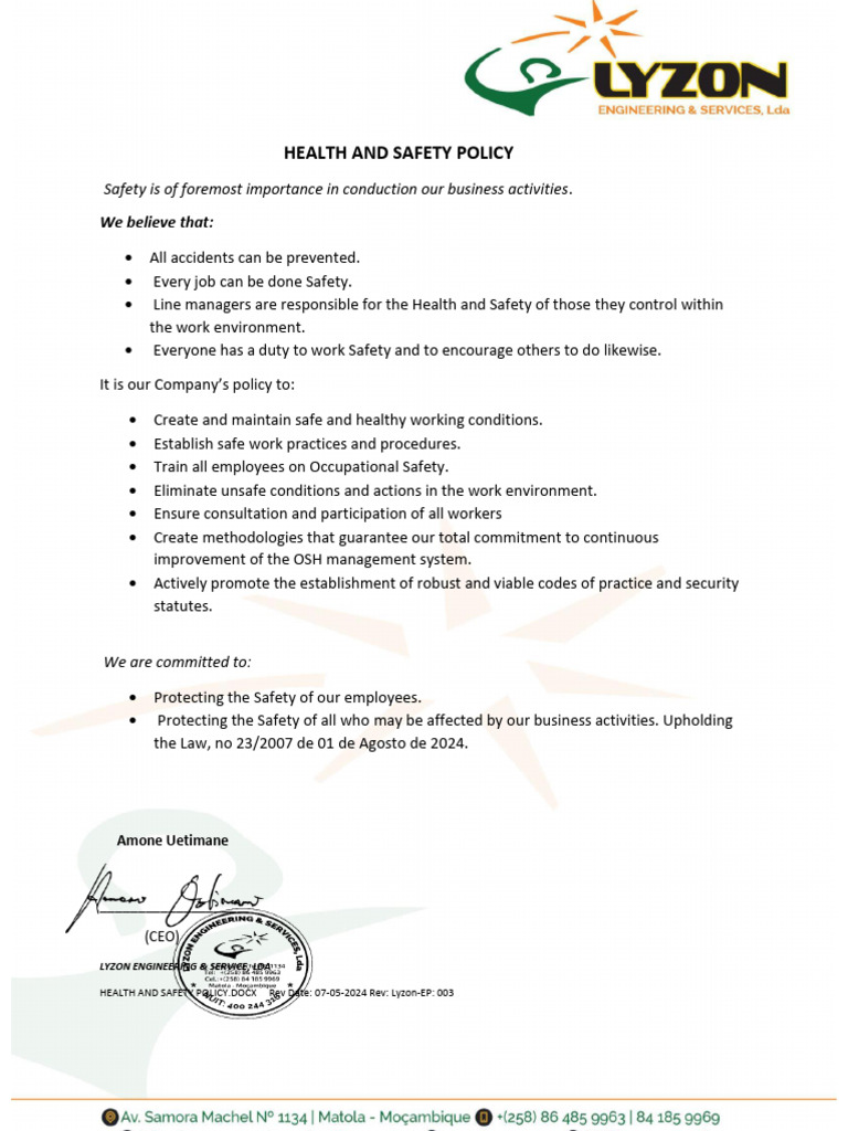 Lyzon Health and Safety Policy 2024.docxmoma | PDF | Computers