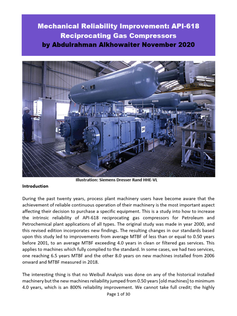 Improving Reliability API-618 Reciprocating Compressors | PDF | Piston ...