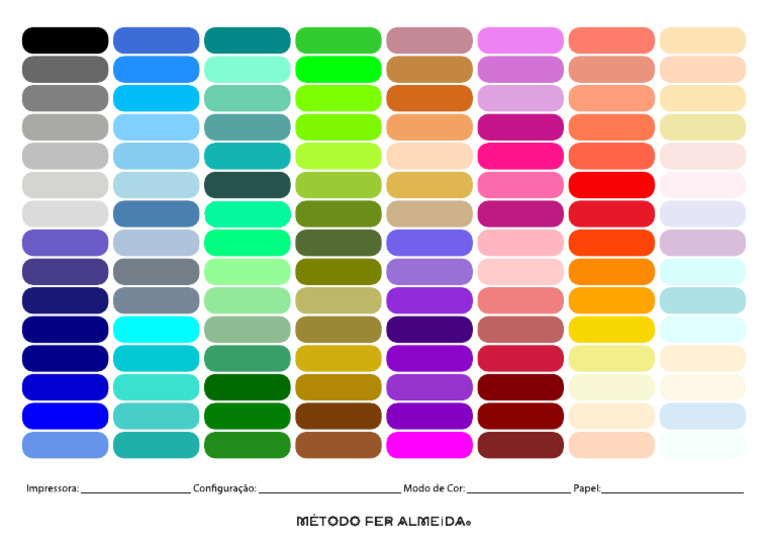 Tabela de Cores @metodoferalmeida | PDF