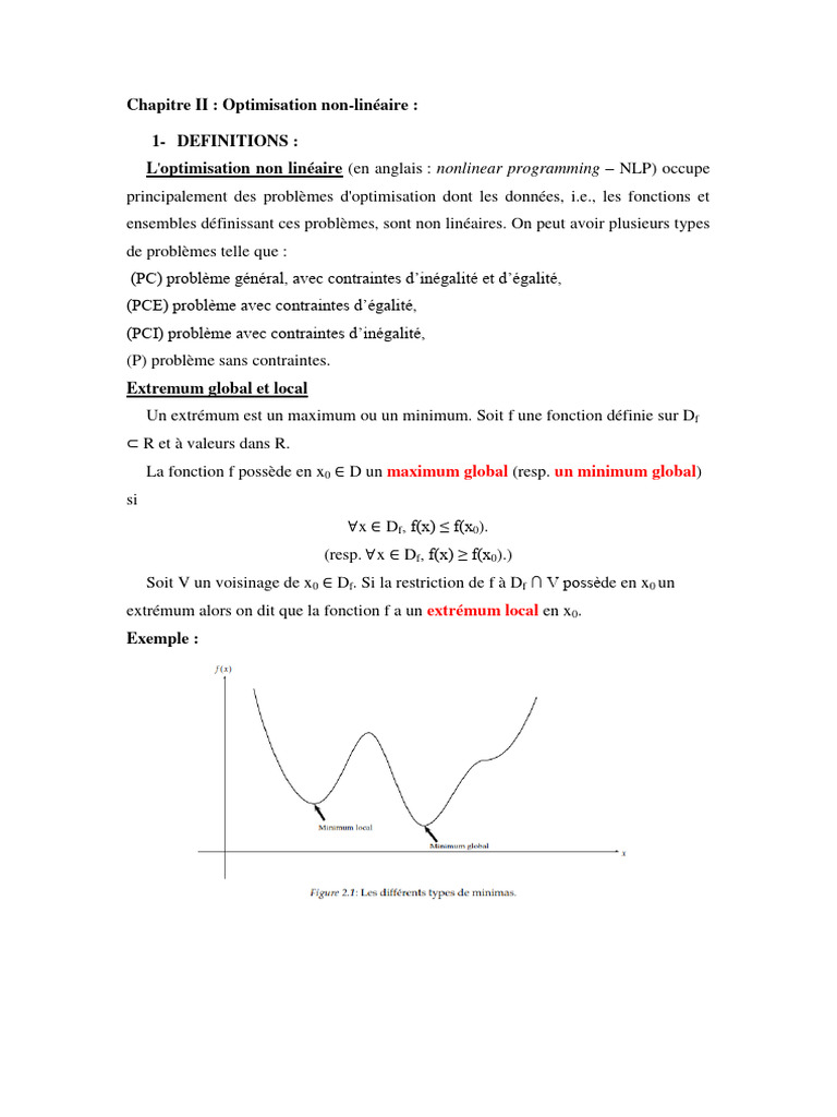 Chapitre II | PDF | Optimisation mathématique | Sciences numériques