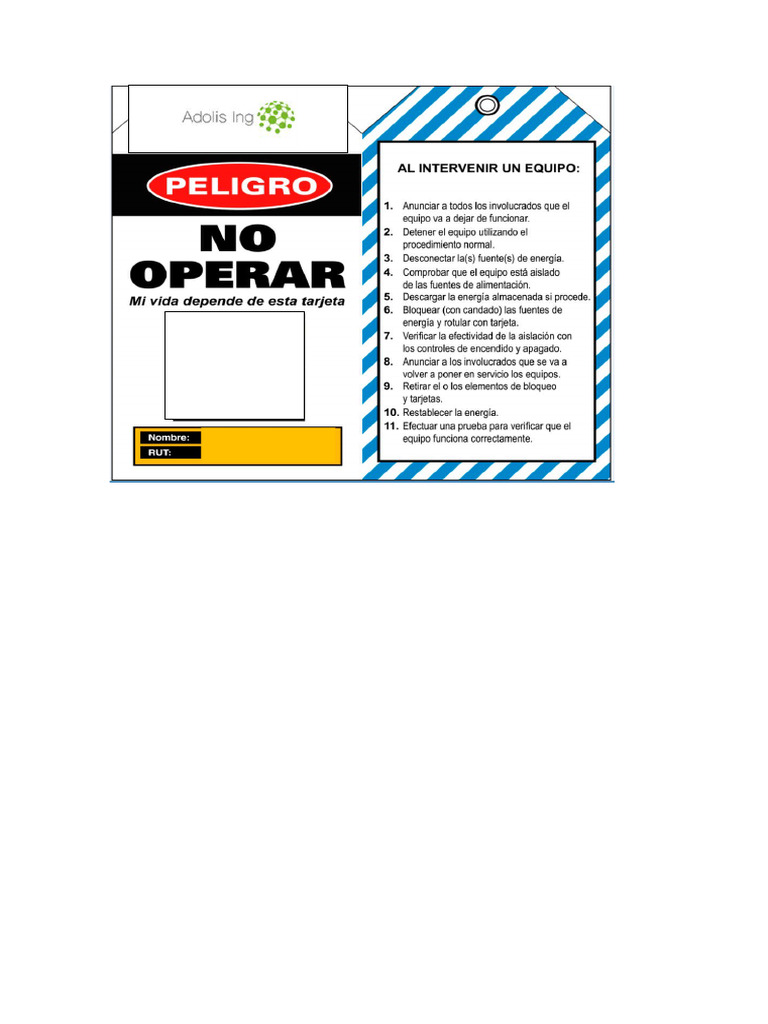 Formato Tarjeta de Bloqueo | PDF