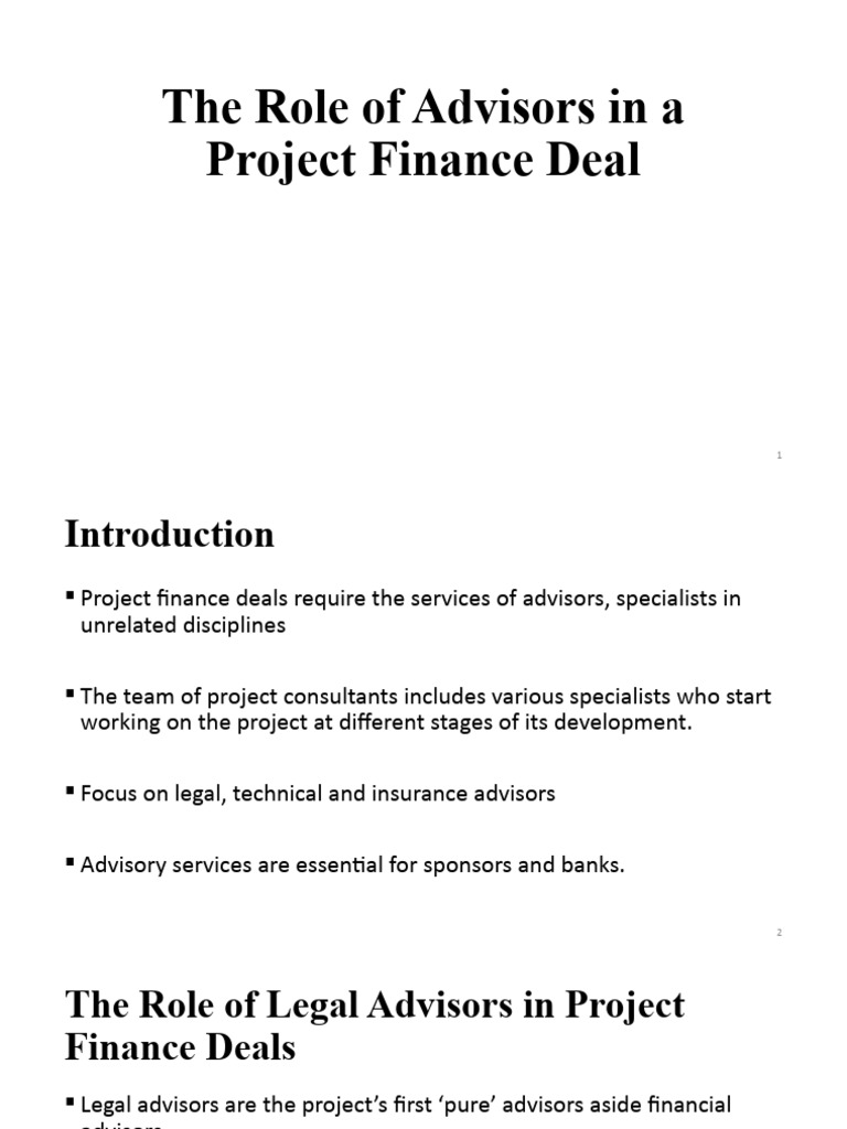 Role of Advisors in Project Finance | PDF | Insurance | Project Finance