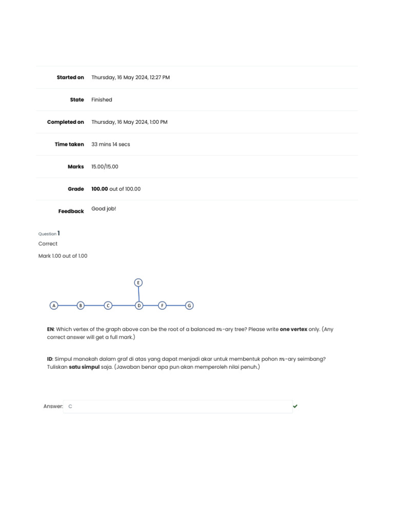 Online Quiz 11 - Pohon (Bagian 1) - Attempt Review-1 | PDF