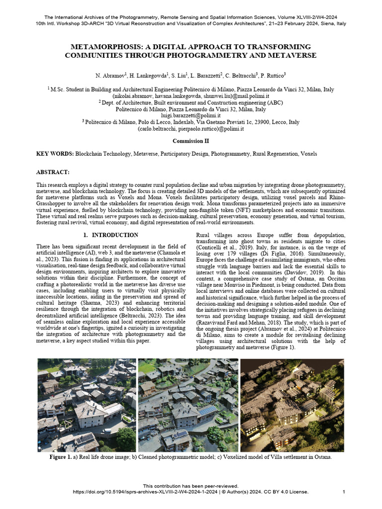Metamorphosis: A Digital Approach To Transforming Communities Through Photogrammetry and ...