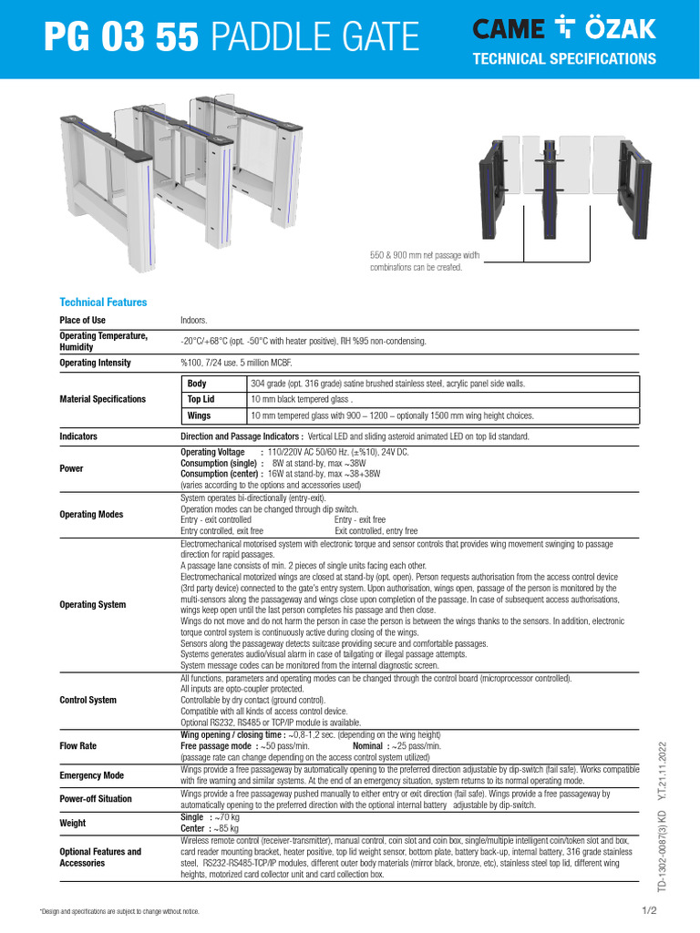 TD-1302-0087 - 3 PG 03 55 Paddle Gate Technical Specifications | PDF | Electrical Engineering ...