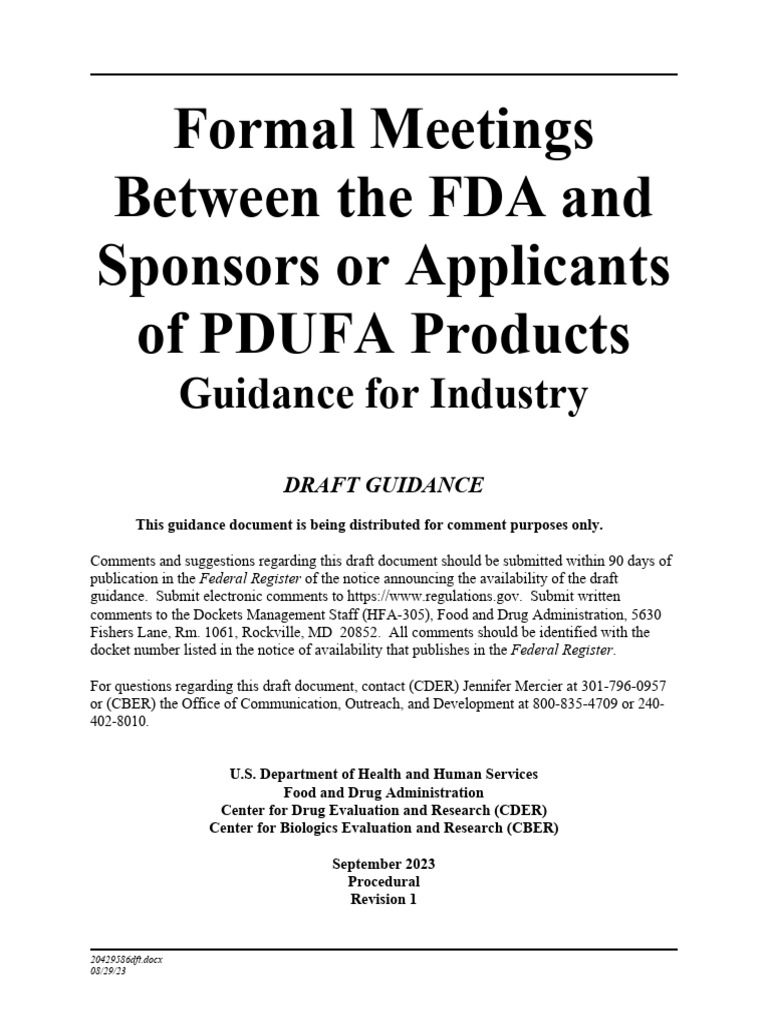 20429586dft - Formal Meetings PDUFA | PDF | Food And Drug ...