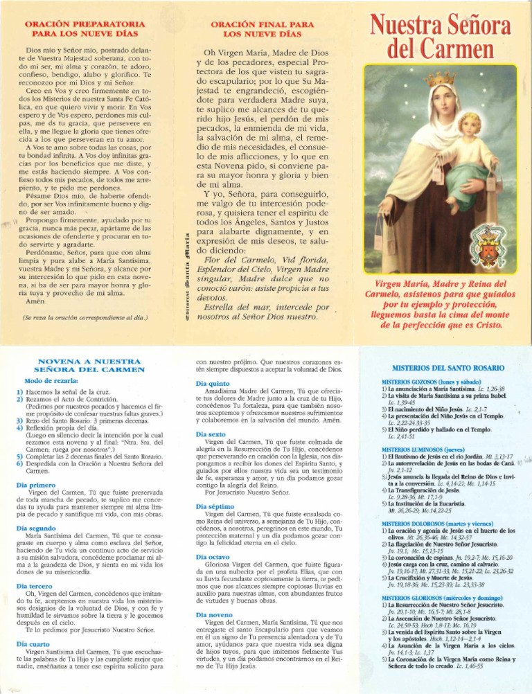 Triptico Virgen Del Carmen | PDF
