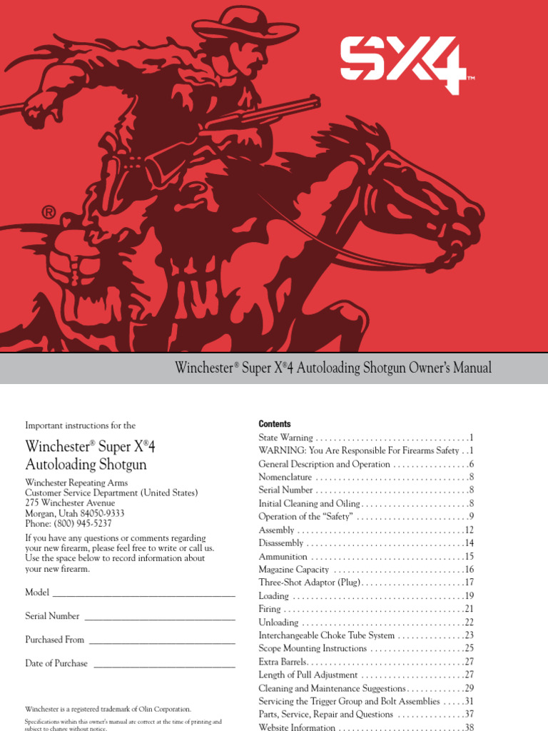 20-Wra-359 SX4 Om Web | PDF | Firearms | Gun Barrel