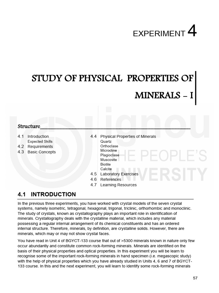 Experiment - 4 Study of Physical Properties of Minerals - I | PDF ...