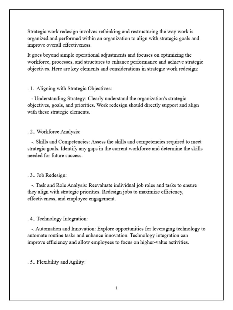 Strategic Work Redesign Involves Rethinking and Restructuring The Way ...