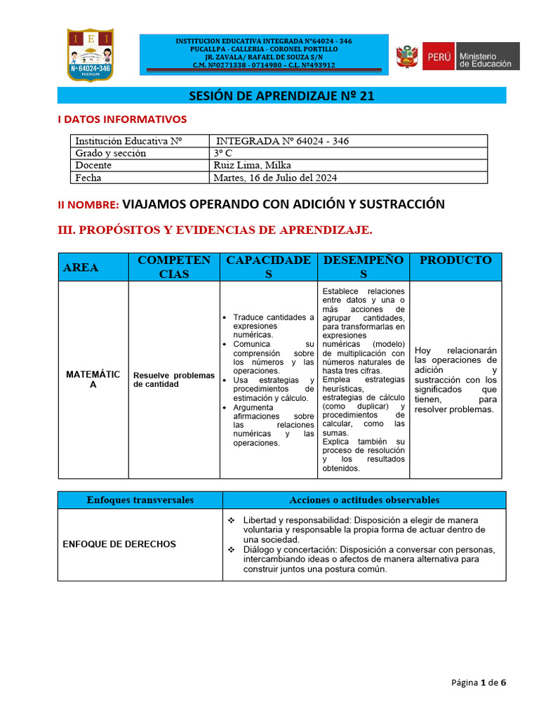 Sesión de Aprendizaje Nuevo Esquema #21 | PDF | Aprendizaje | Ciencia cognitiva