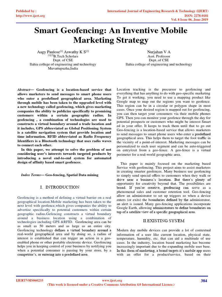 Smart Geofencing An Inventive Mobile Marketing Strategy IJERTV8IS060233 | PDF | Computing ...