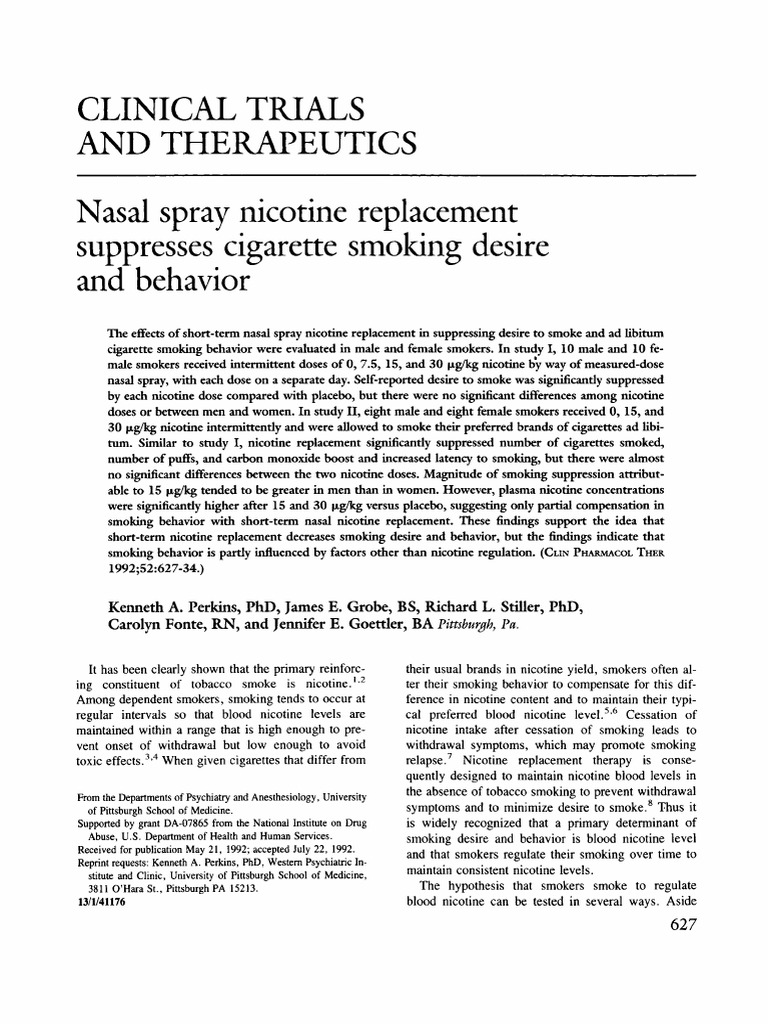 Nasal Spray Nicotine Replacement Suppres | PDF | Nicotine | Tobacco Smoking
