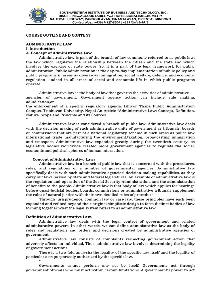 Overview of Administrative Law Principles | PDF | Administrative Law ...
